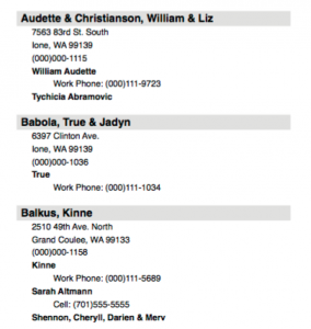 Two Different Last Names Listed in the Directory