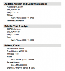 Two Different Last Names Listed in the Directory